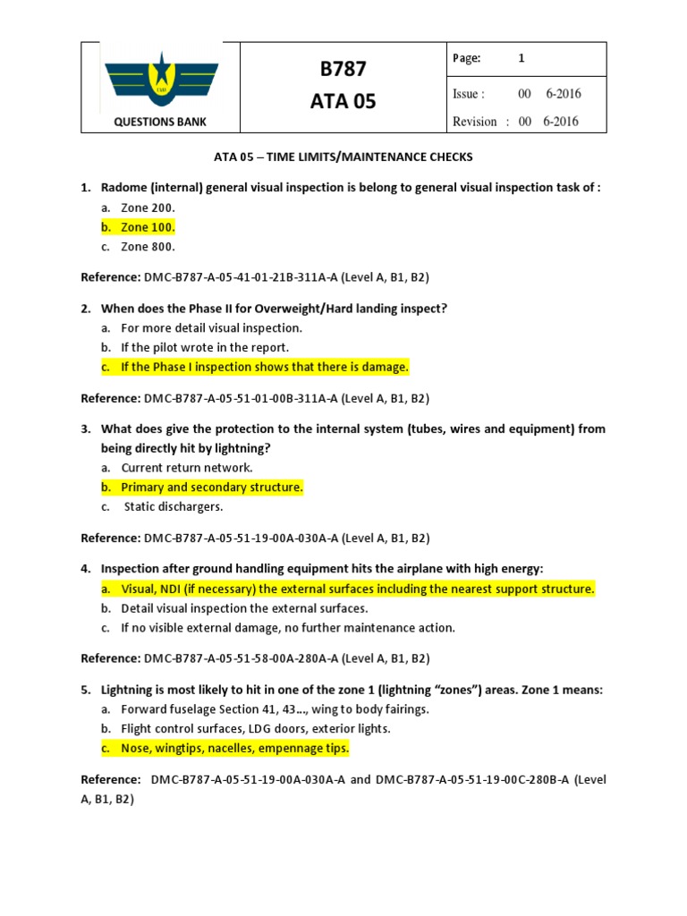 B787 ATA 05: Questions Bank | PDF | Aerospace Engineering | Aviation