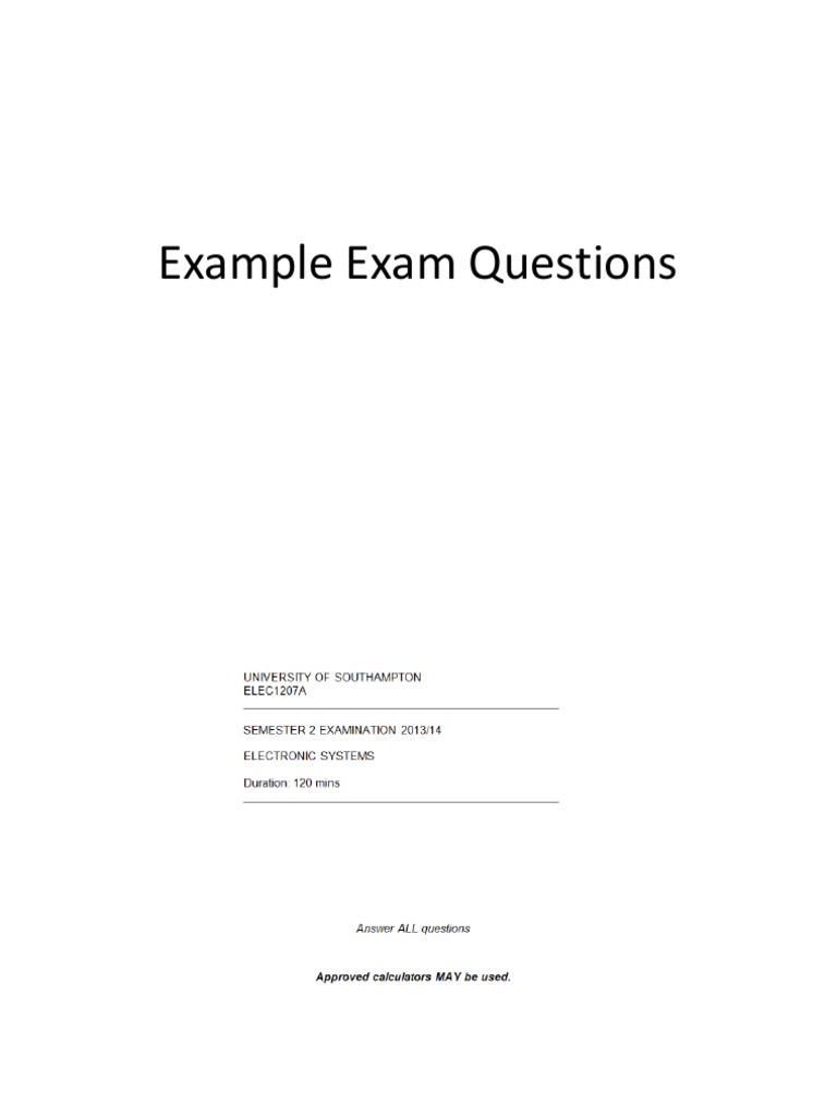 Example Exam Questions | PDF