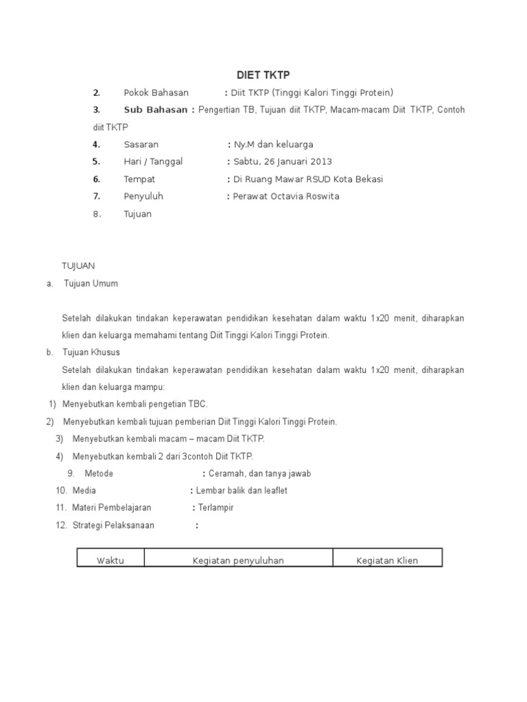 Sap Penyuluhan Diet TKTP TBC 2019 | PDF