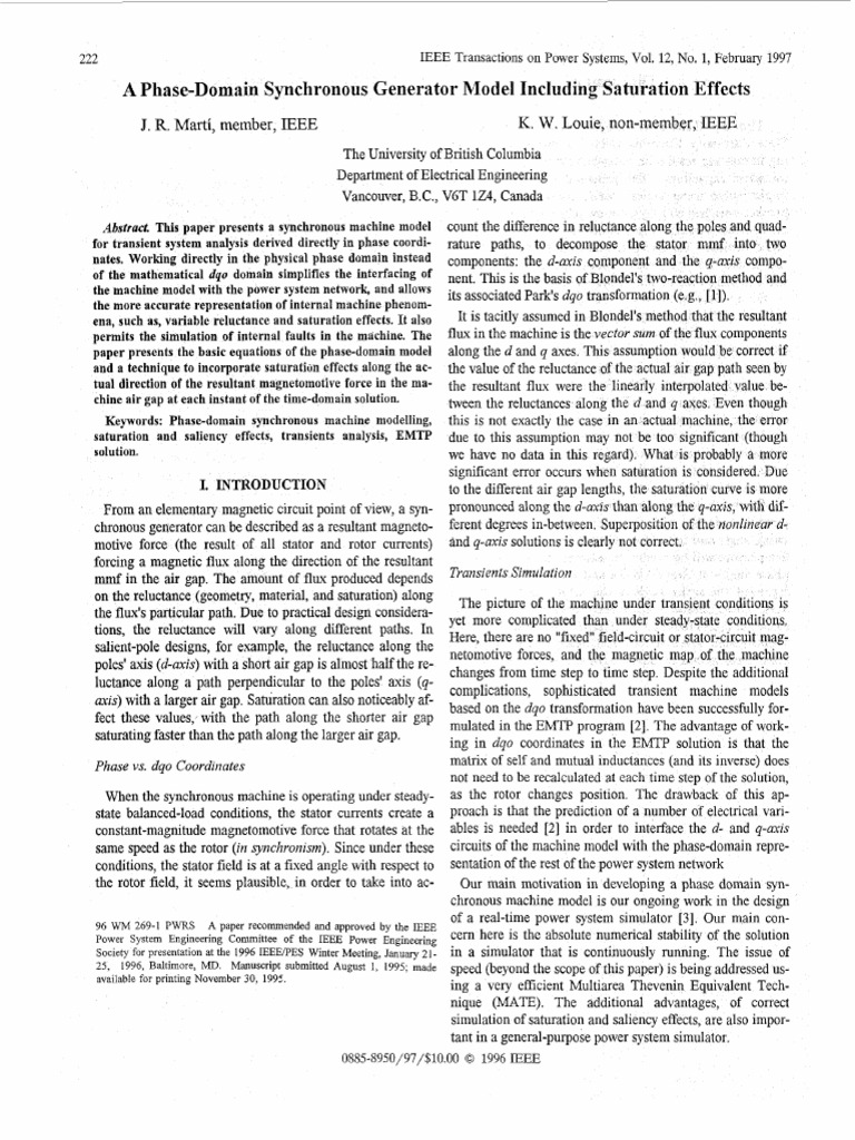 Marti Synchronous Machine | PDF | Electromagnetism | Force