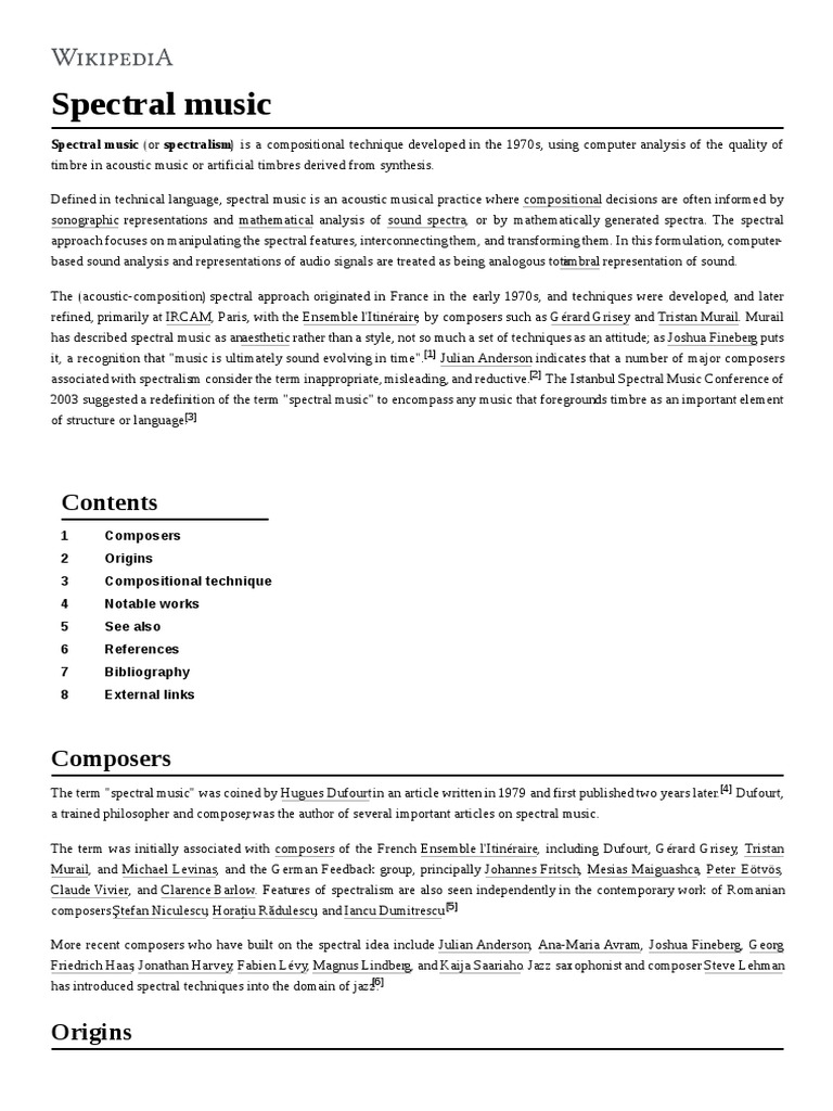 Spectral | PDF | Music Theory | Musicology