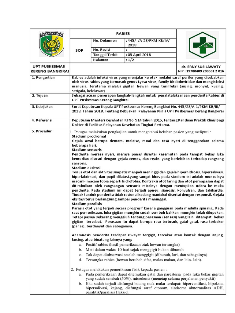 SOP Rabies | PDF