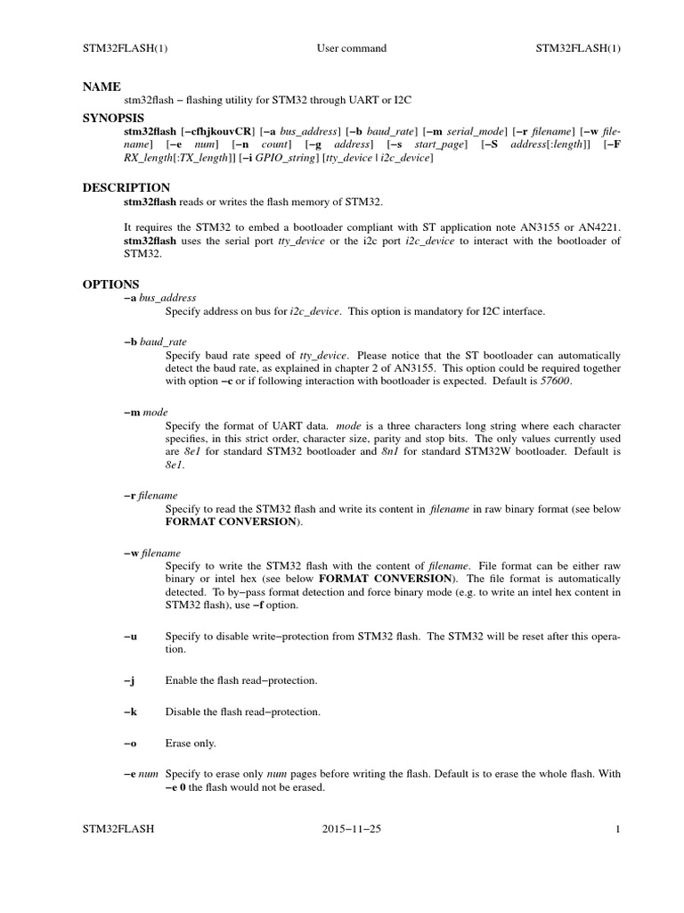Stm32flash Manual | PDF | Booting | Flash Memory
