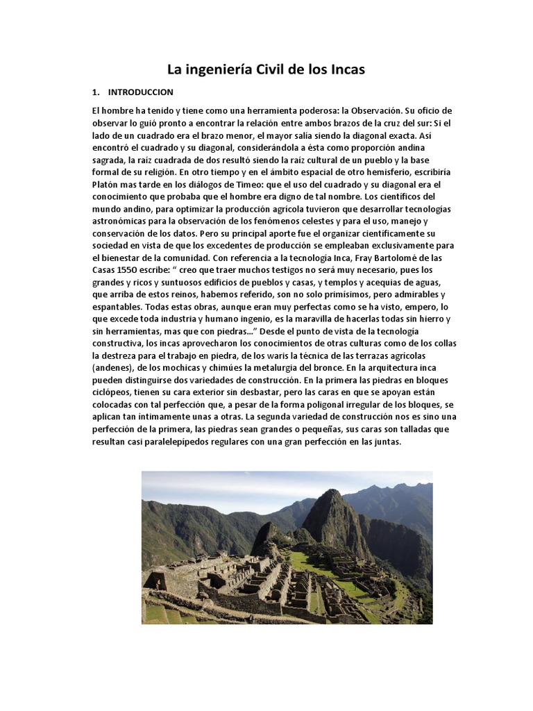 La Ingeniería Civil de Los Incas | PDF | Imperio Inca | Naturaleza