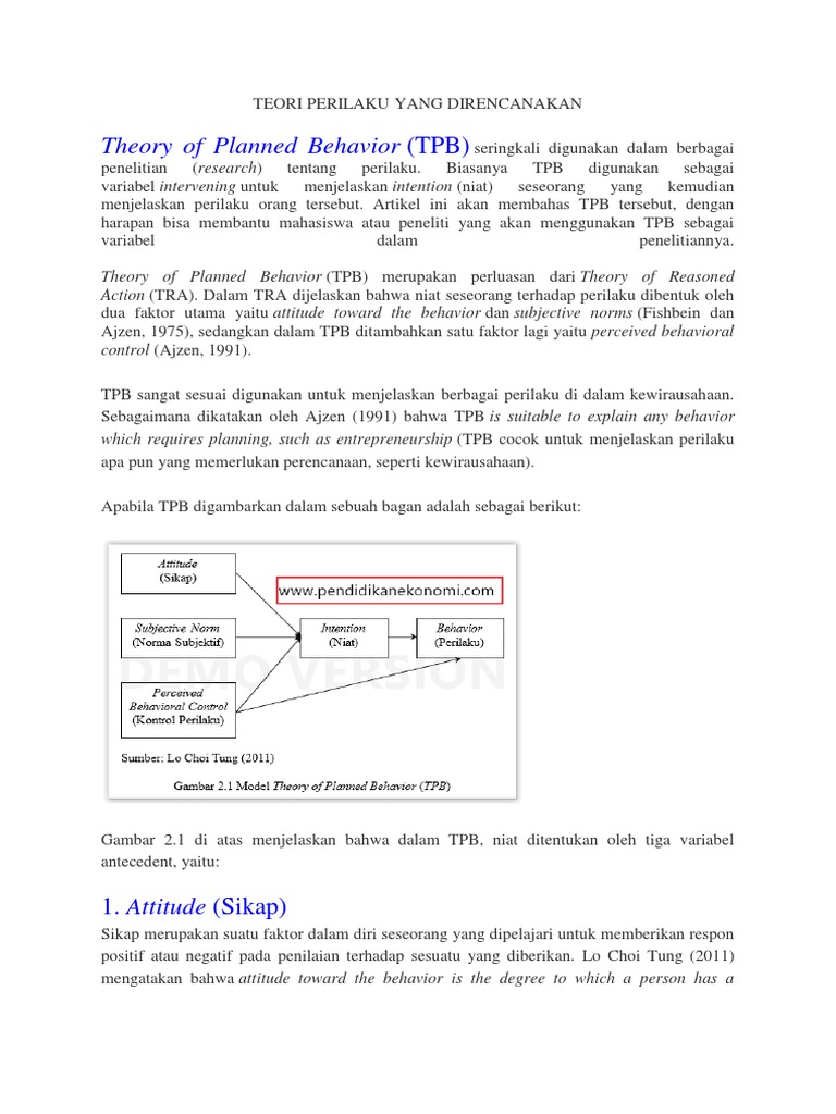 Teori Perilaku yang Direncanakan TPB | PDF