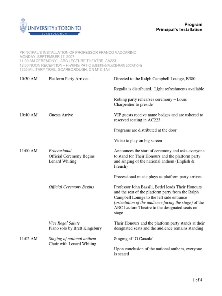 Processional: Program Principal's Installation | PDF