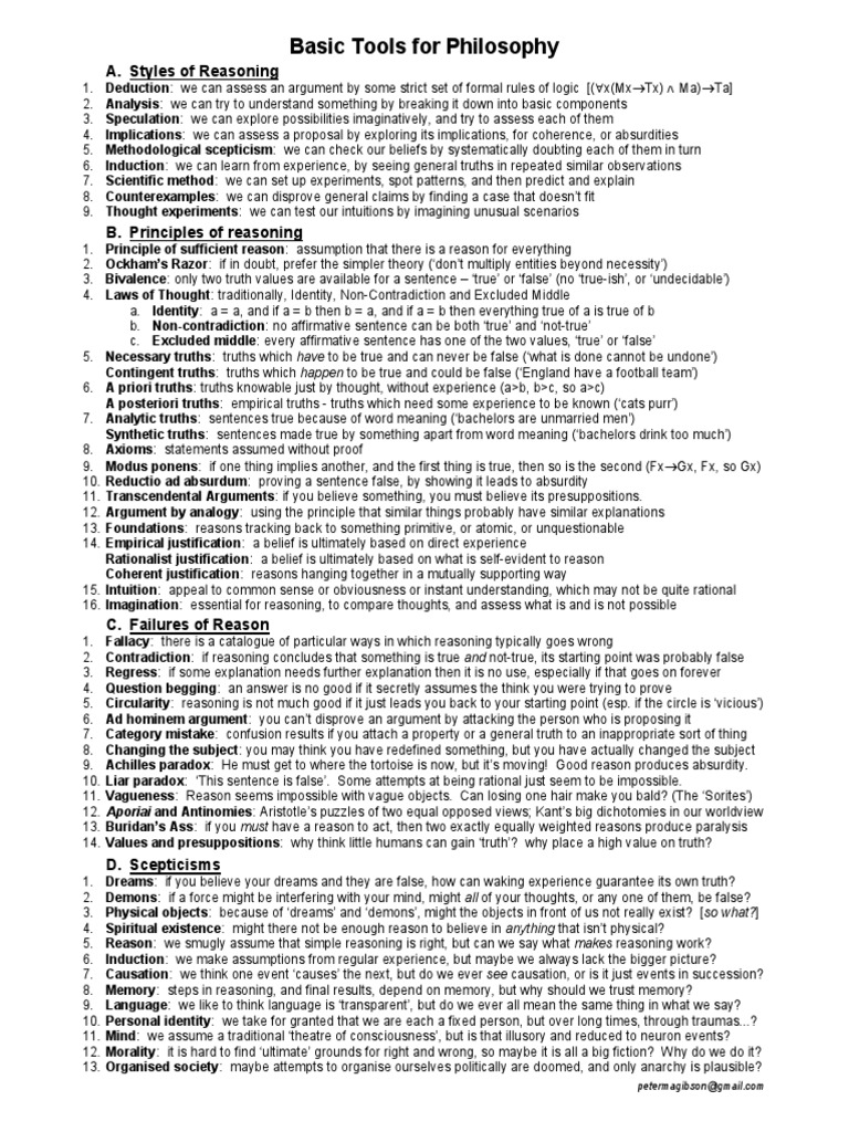 Tools For Philosophy | PDF | A Priori And A Posteriori | Truth