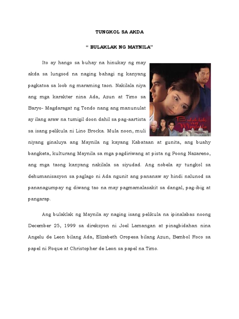 Buod NG Bulaklak NG Maynila | PDF