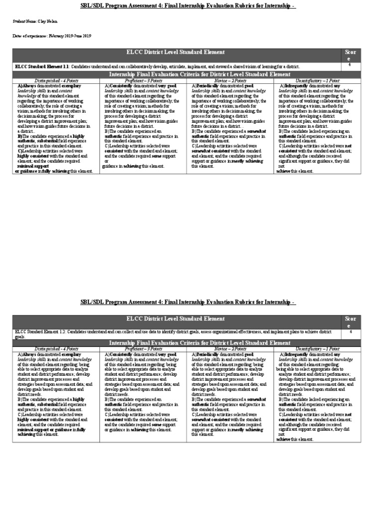 Internship | PDF | Educational Assessment | Rubric (Academic)