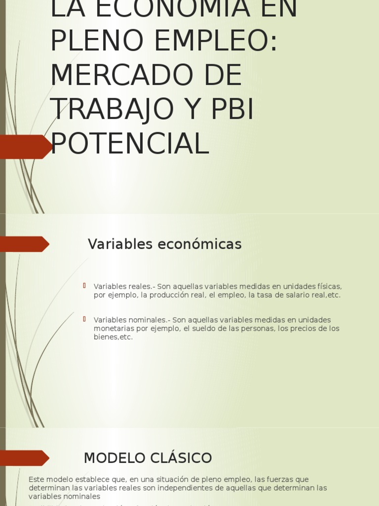 Pleno Empleo y Mercado Laboral | PDF | Oferta (economía) | Oferta y demanda