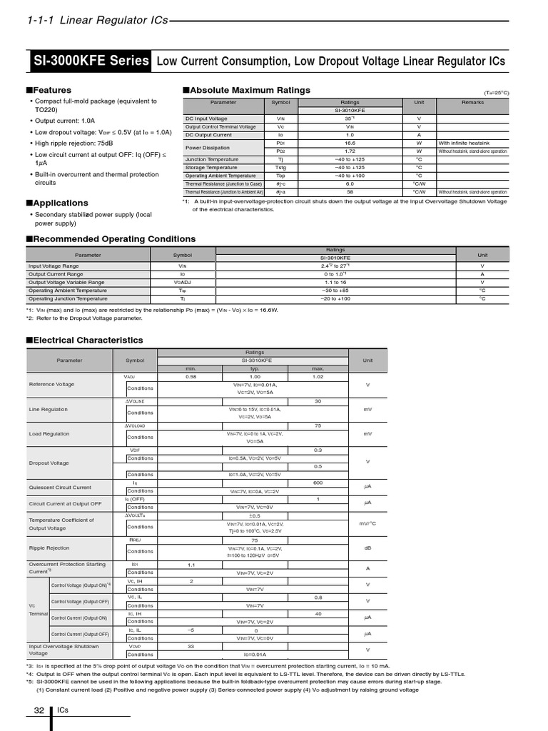 Si-3000Kfe Series: Low Current Consumption, Low Dropout Voltage Linear ...
