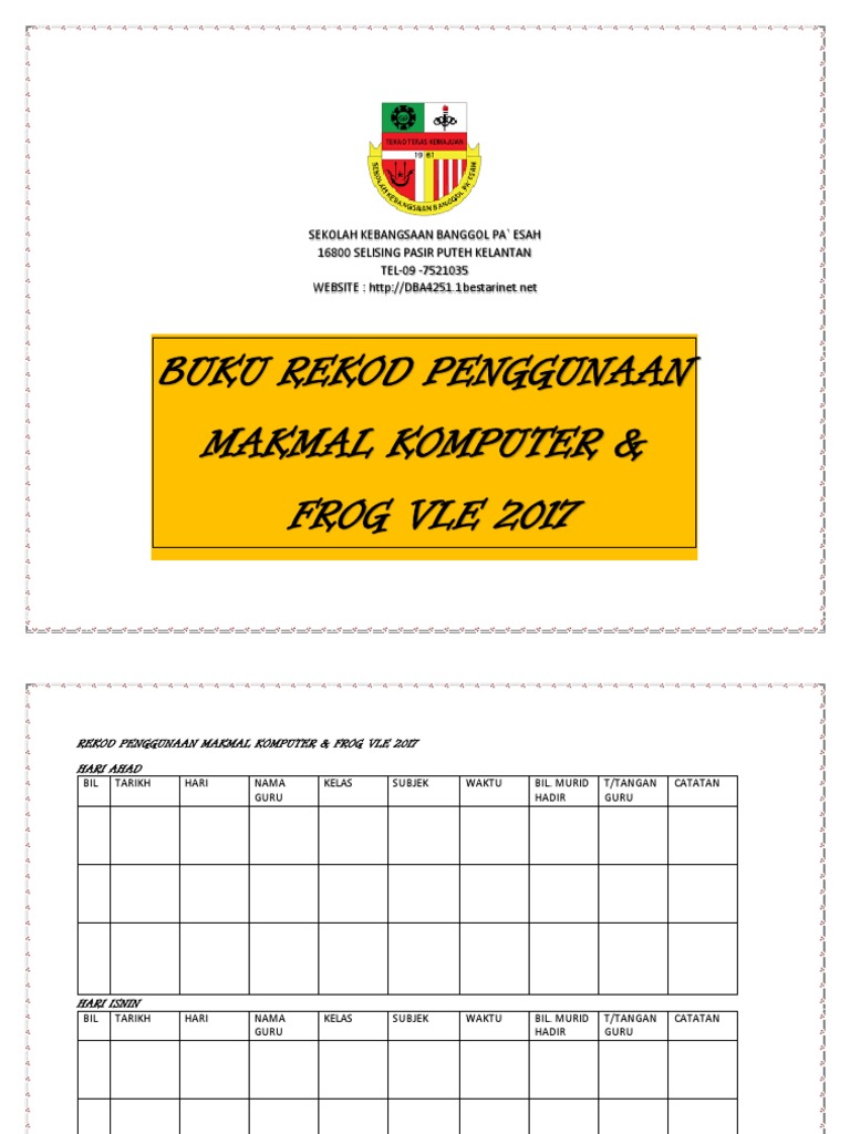 Rekod Penggunaan Makmal Komputer | PDF