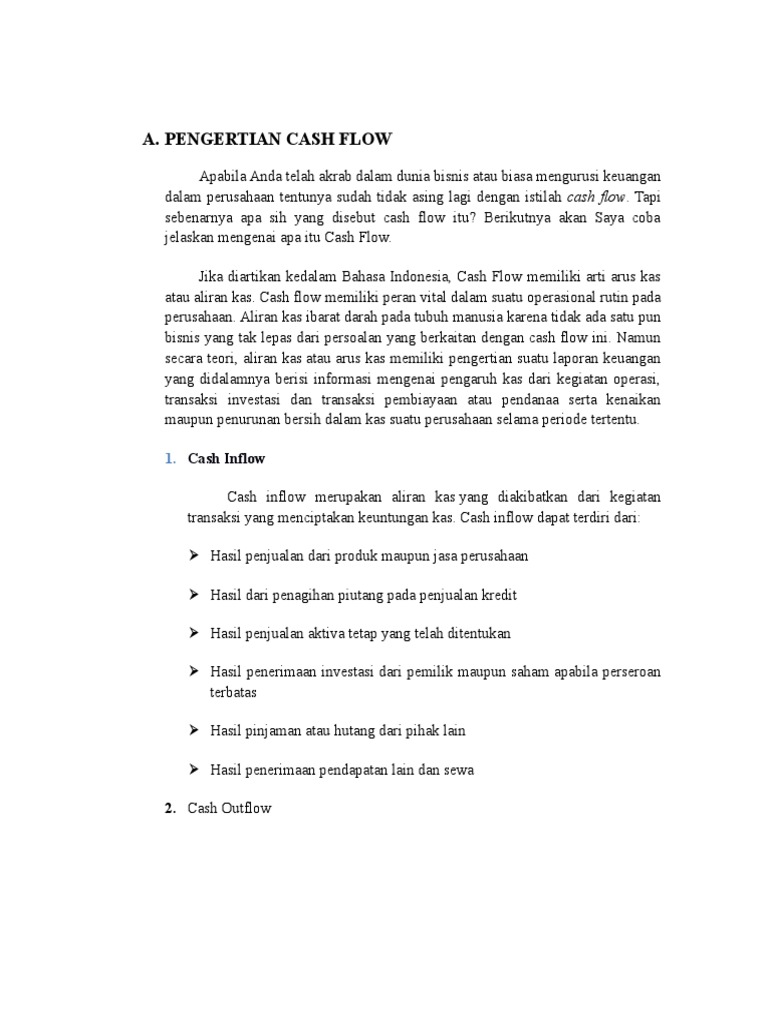 Pengertian dan Tujuan Cash Flow | PDF | Pengelolaan Keuangan & Uang