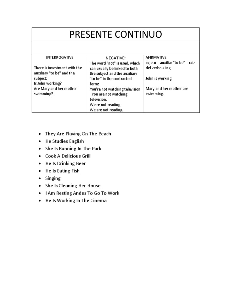 Presente Continuo | PDF