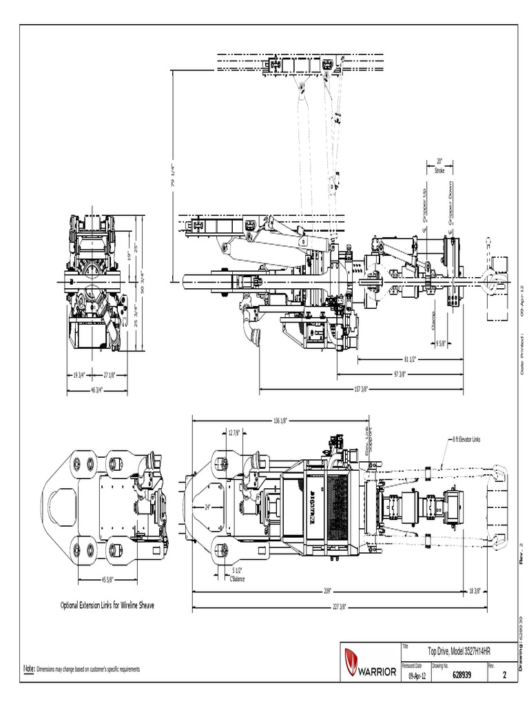 Top Drive Model 3527H14HR Drawing | PDF