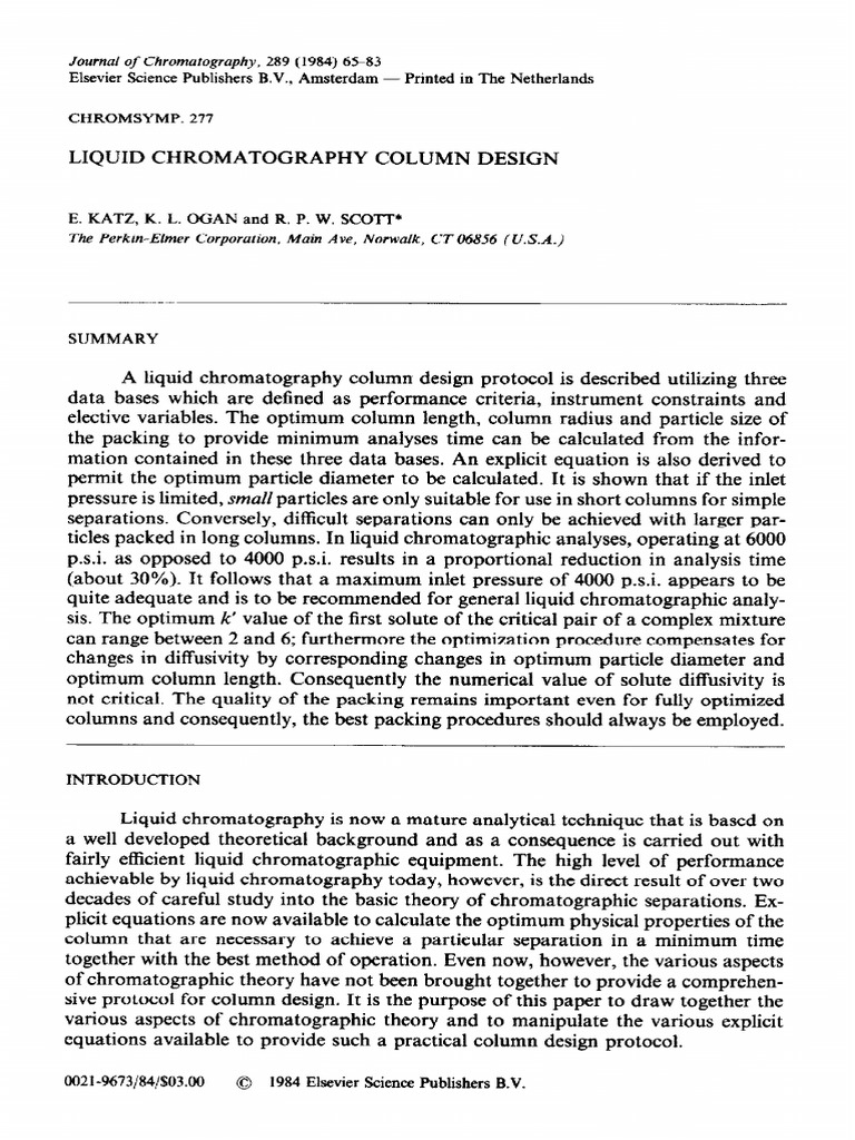 Design Columns HPLC | PDF | Chromatography | High Performance Liquid ...