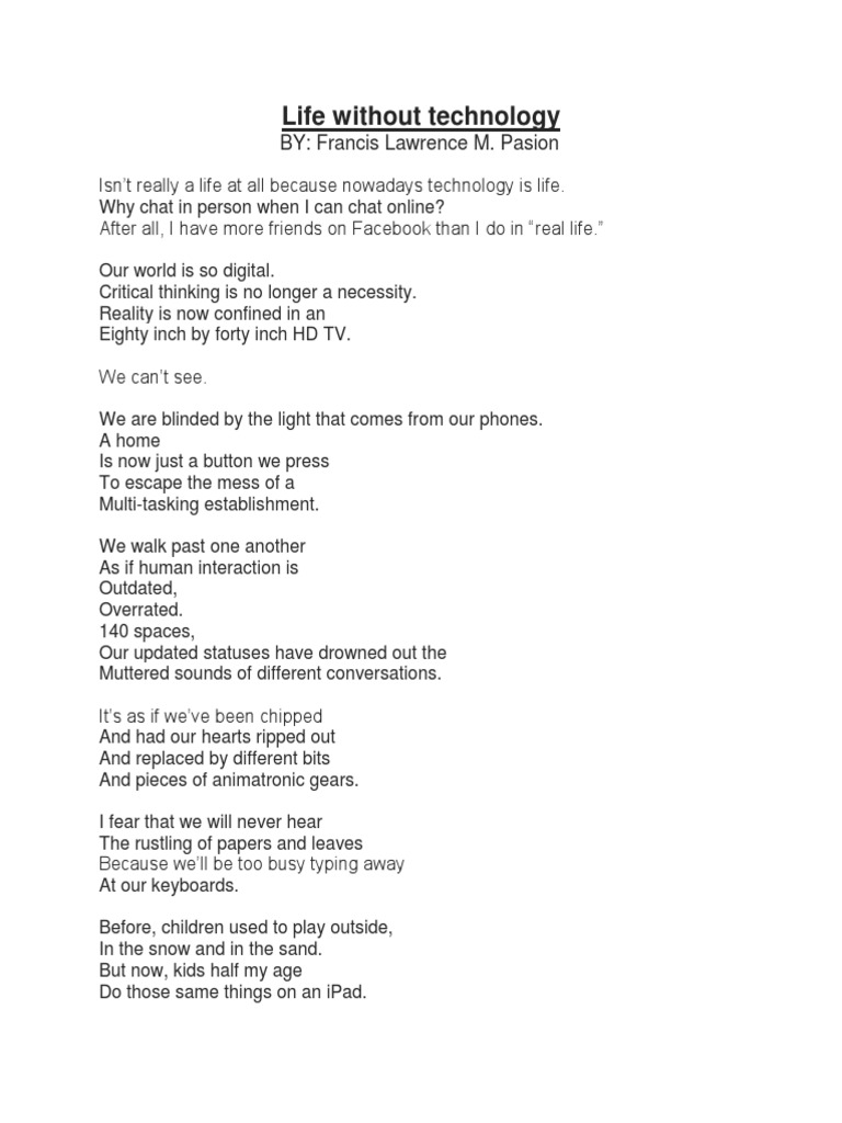 Life Without Technology - FLMP | PDF | Mobile Computers | Apple Inc.