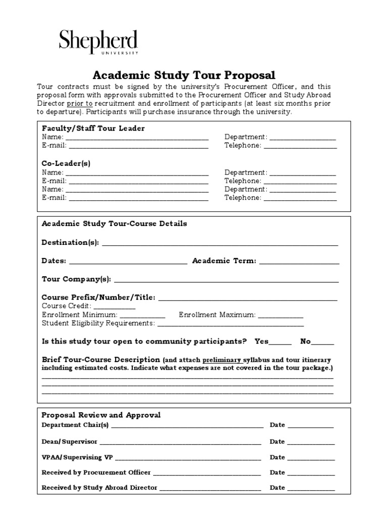 Study Tour Proposal Form PDF | PDF | International Student | Learning