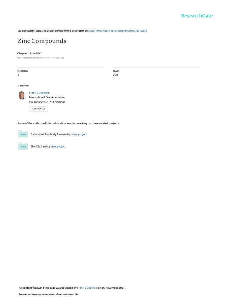 Zinc Compounds | PDF | Zinc | Zinc Oxide