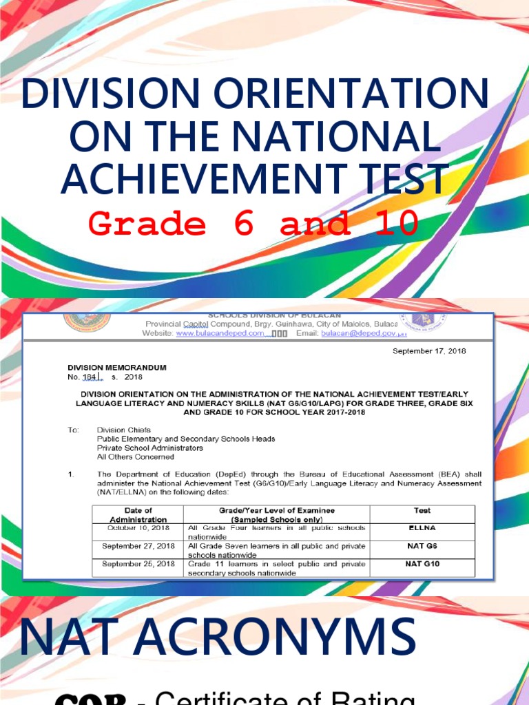 2018 Nat Grade 6 and 10 | PDF | Test (Assessment) | Educational Assessment