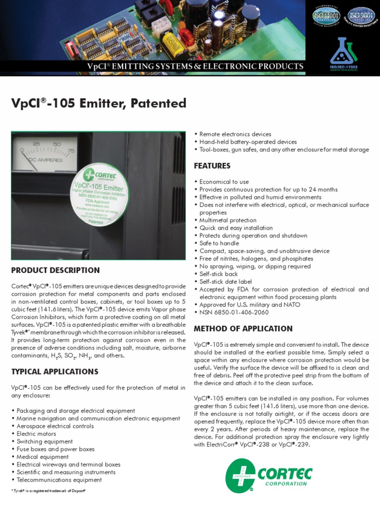VpCl-105 Data Sheet | PDF | Corrosion | Fuse (Electrical)