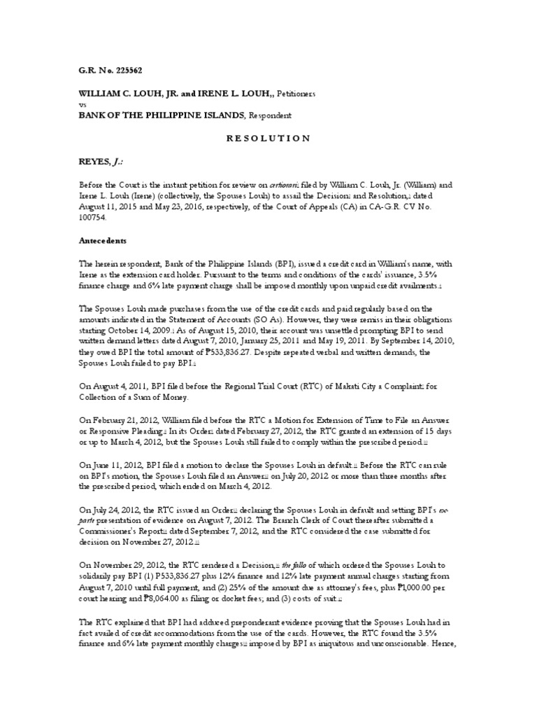 Louh Vs Bpi | PDF | Interest | Lawsuit