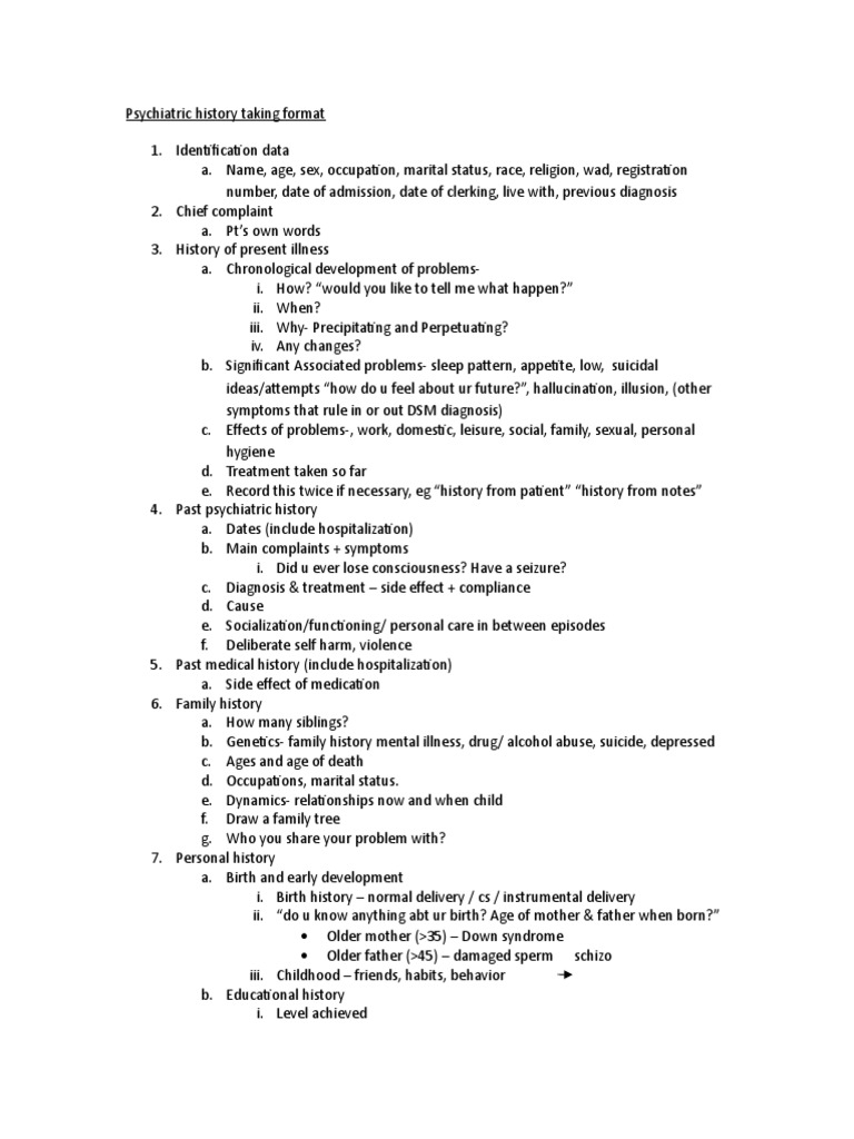 Psychiatric History Taking | PDF | Positive Psychology | Psychiatric ...