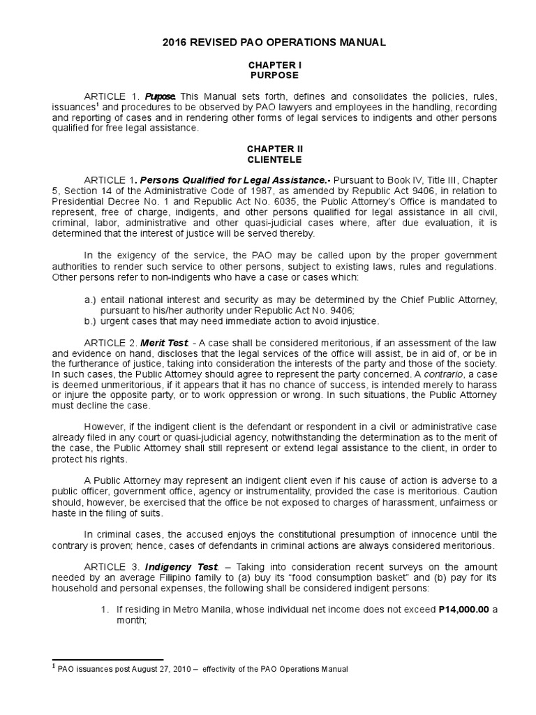 Revised PAO Operations Manual | PDF | Continuance | Arraignment