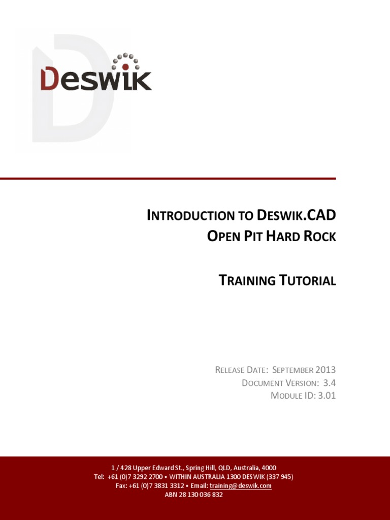 Deswik Intro To CAD OP HR Tutorial | PDF | Menu (Computing) | Graphical ...