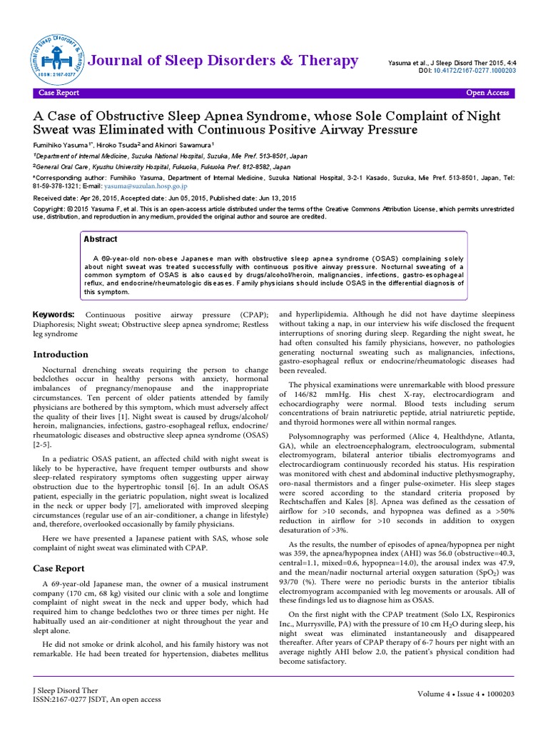 Journal of Sleep Disorders & Therapy | PDF | Sleep Apnea ...