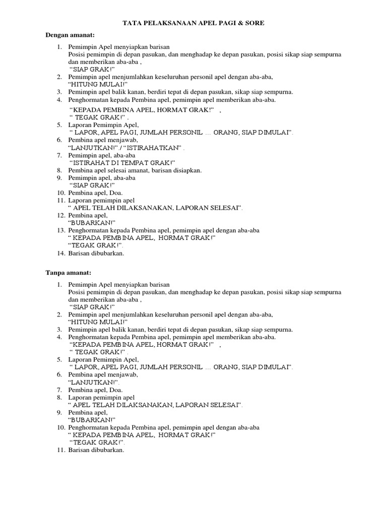 Tata Pelaksanaan Apel Pagi | PDF