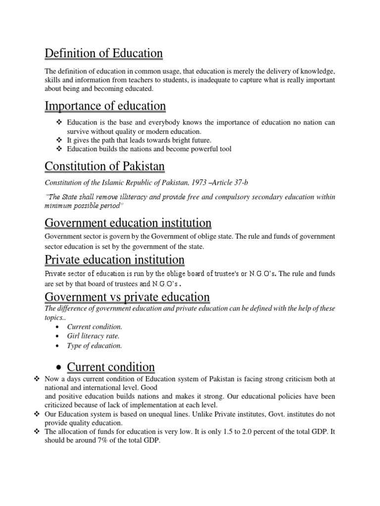 Definition of Education | PDF | Private School | Literacy