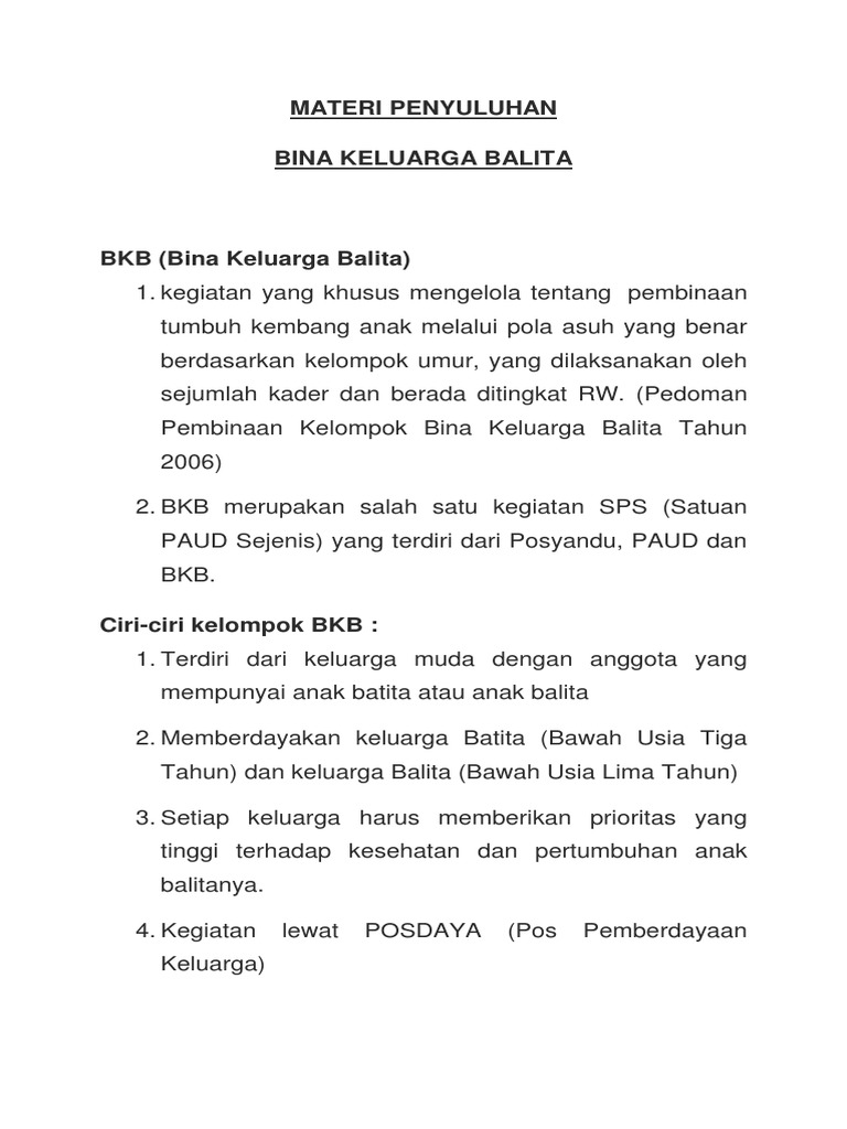 Materi Penyuluhan BKB | PDF
