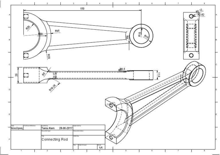 Connecting Rod Engineering Drawing | PDF