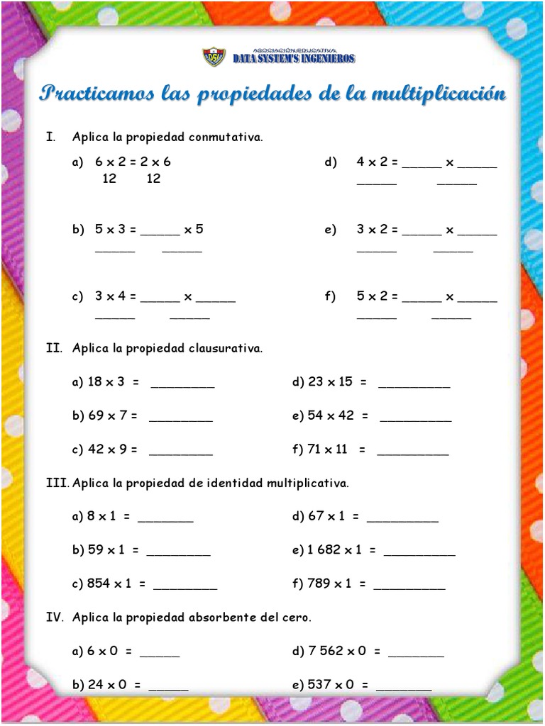 Ficha de Las Propiedades de La Multiplicación | PDF