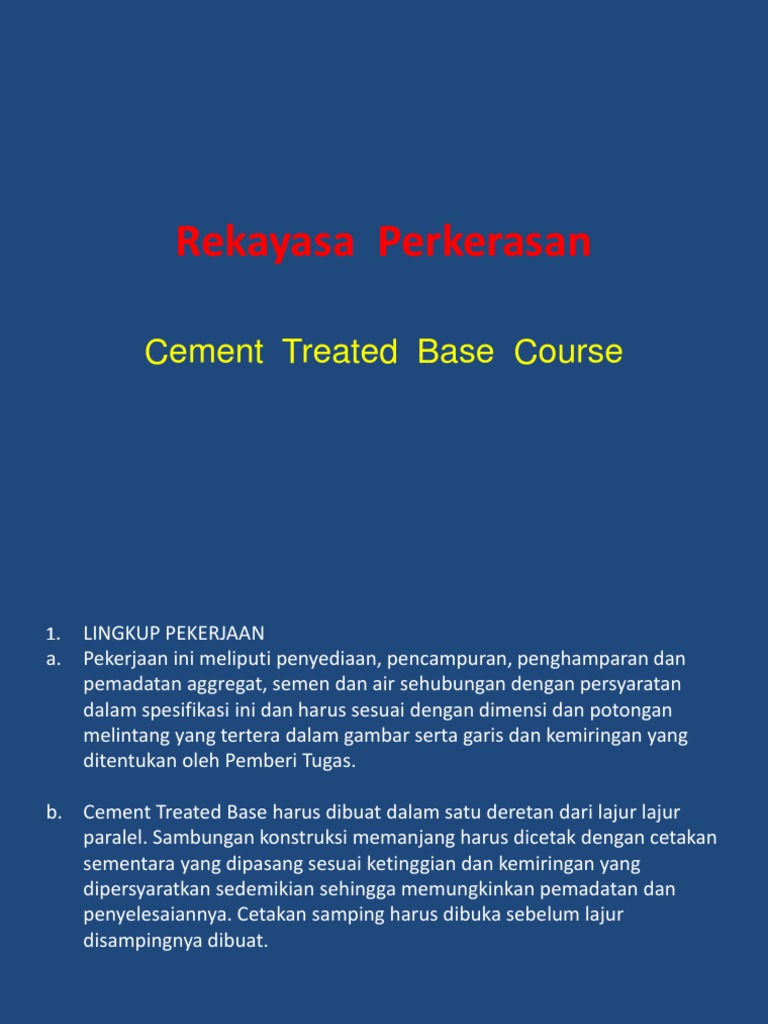 Rekayasa Perkerasan: Cement Treated Base Course | PDF