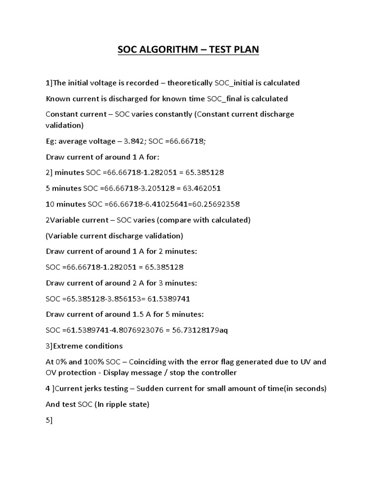 Soc Algorithm Test Plan | PDF