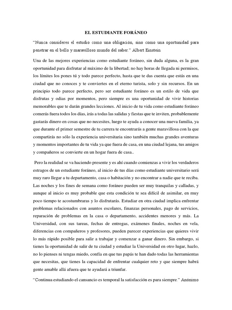 El Estudiante Foráneo | PDF