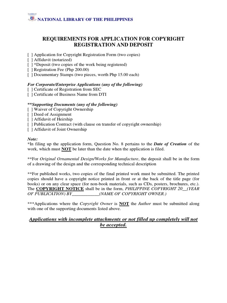 Copyright Registration in the Philippines | PDF | Finance & Money ...