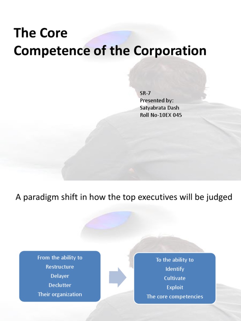 The Core Competence of The Corporation: SR-7 Presented By: Satyabrata ...