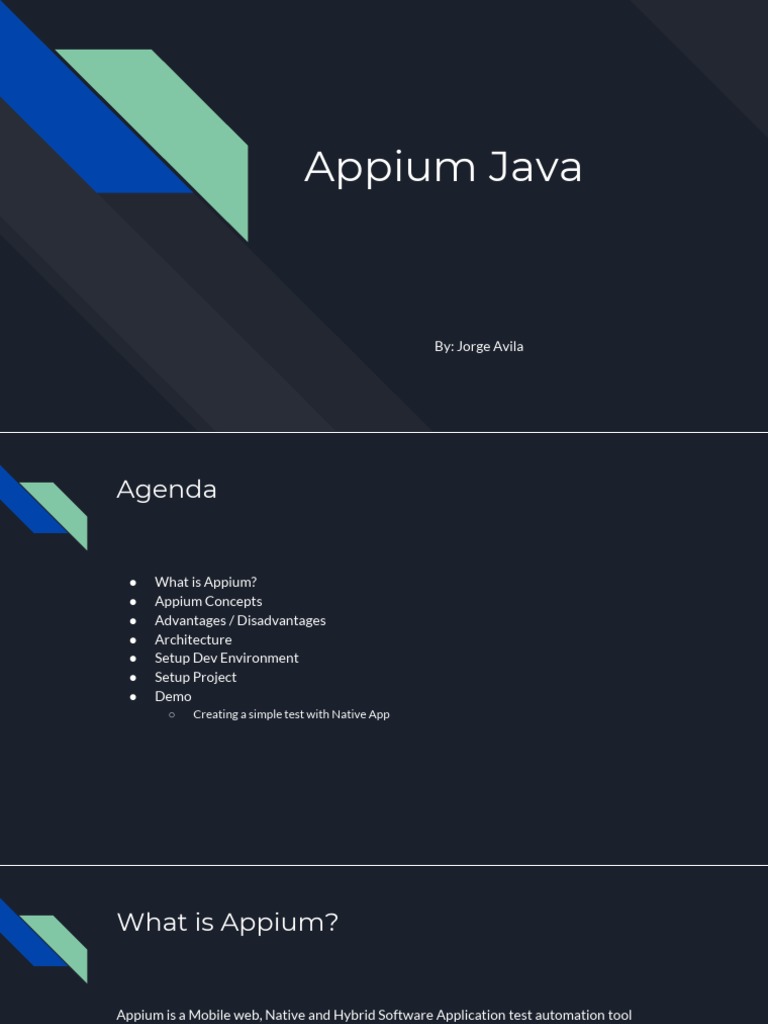 Appium Java: By: Jorge Avila | PDF | Selenium (Software) | Web Application