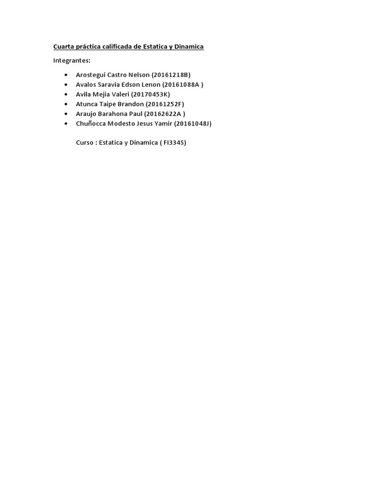 Cuarta Práctica Calificada de Estatica y Dinamica | PDF | Rotación | Aceleración