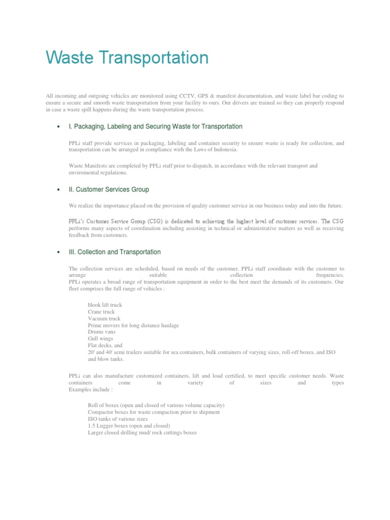 Waste Transportation Ppli | PDF | Packaging And Labeling | Truck