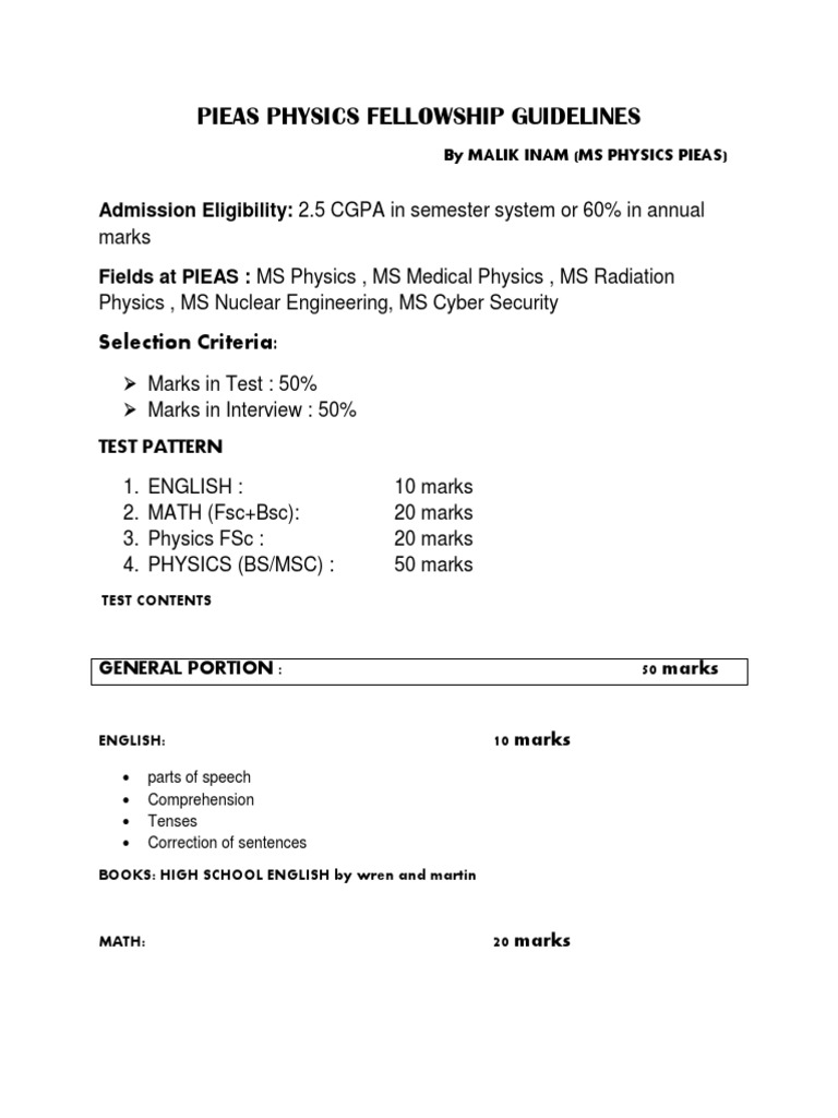 Pieas Physics Guidelines | PDF | Momentum | Classical Mechanics