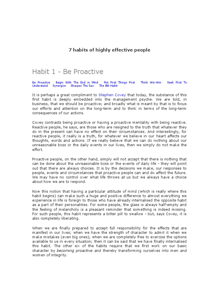 7 Habits of Highly Effective People | PDF | Mind | Thought