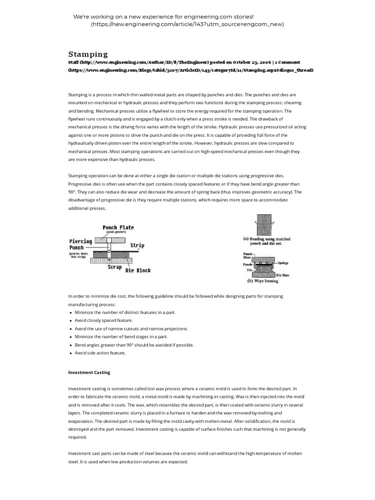 Stamping | PDF | Casting (Metalworking) | Forging
