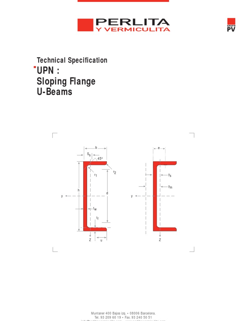 UPN Sloping Flange Beam Specifications | PDF