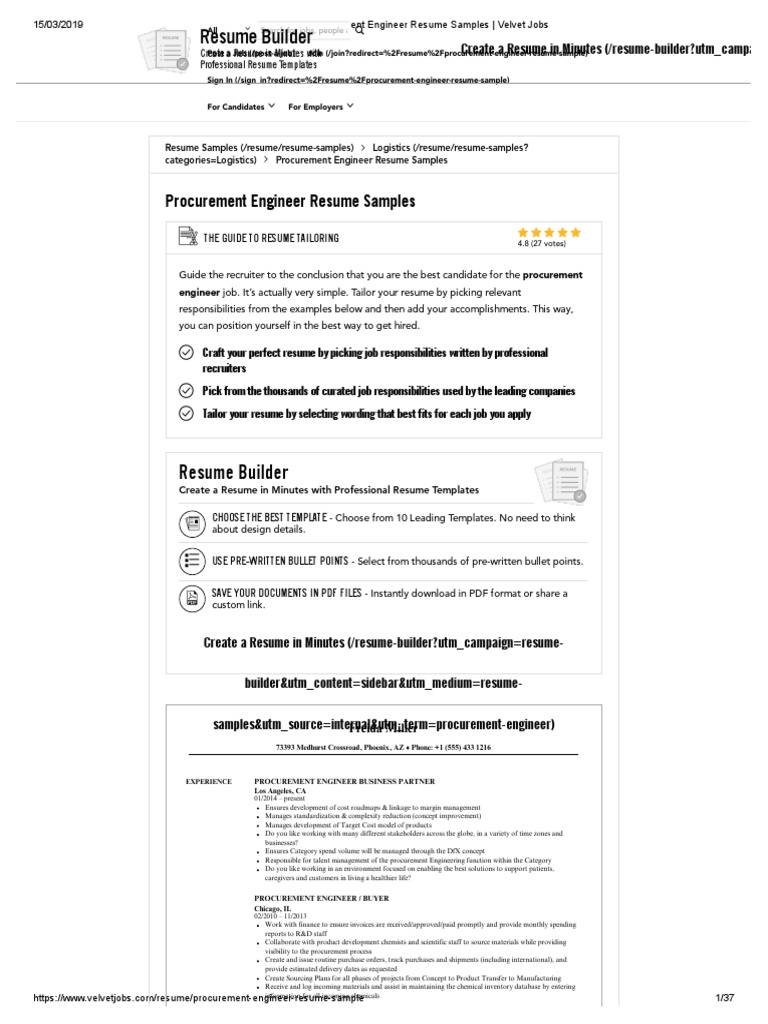 Procurement Engineer Resume Samples - Velvet Jobs | PDF | Procurement ...