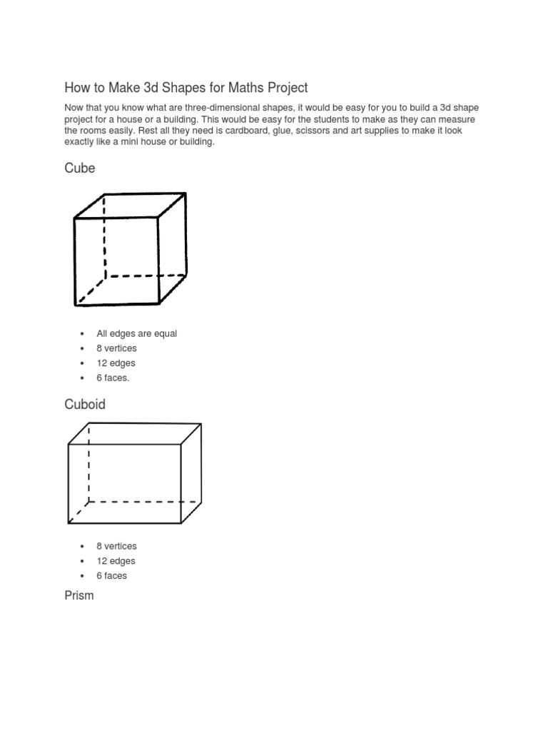 3D Shapes Project Guide for Students | PDF