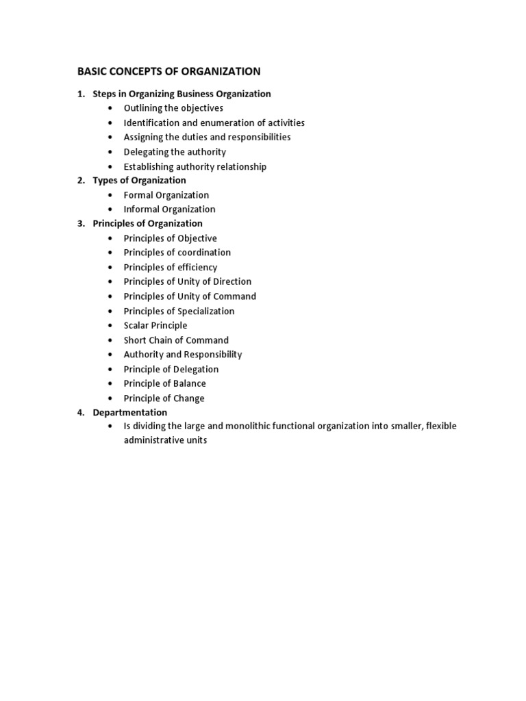 Basic Concepts of Organization | PDF